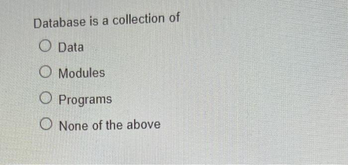 Solved Database is a collection of Data Modules Programs | Chegg.com