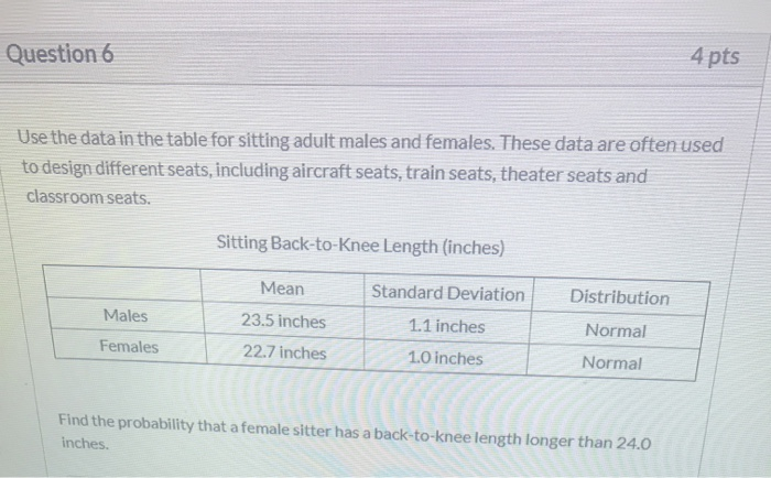 Solved Question 6 4 pts Use the data in the table for | Chegg.com