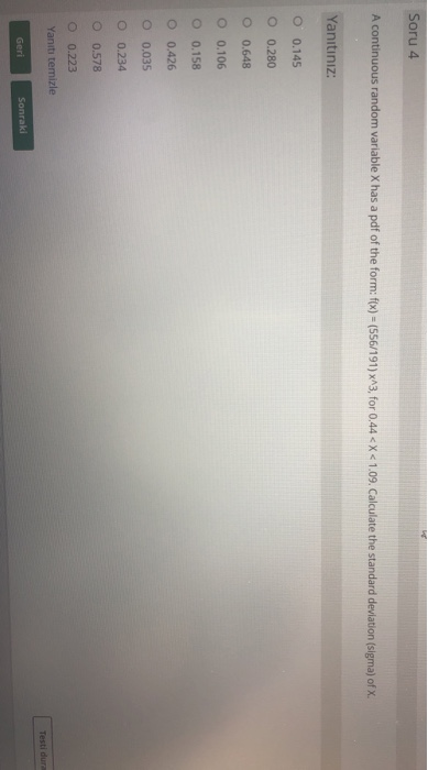 Solved Soru 4 A continuous random variable X has a pdf of | Chegg.com