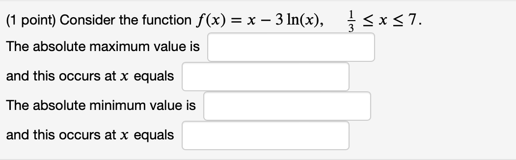 Solved (1 ﻿point) ﻿Consider the function | Chegg.com