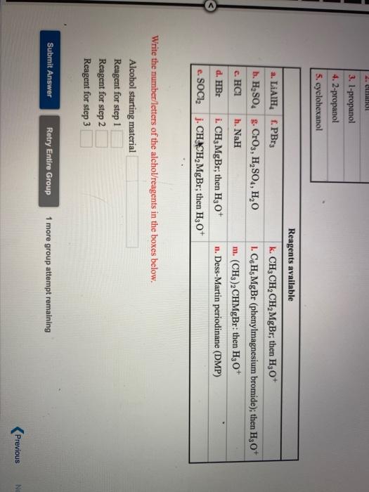 Solved [Review Taplen) (Referencou) Specify both the alcohol | Chegg.com