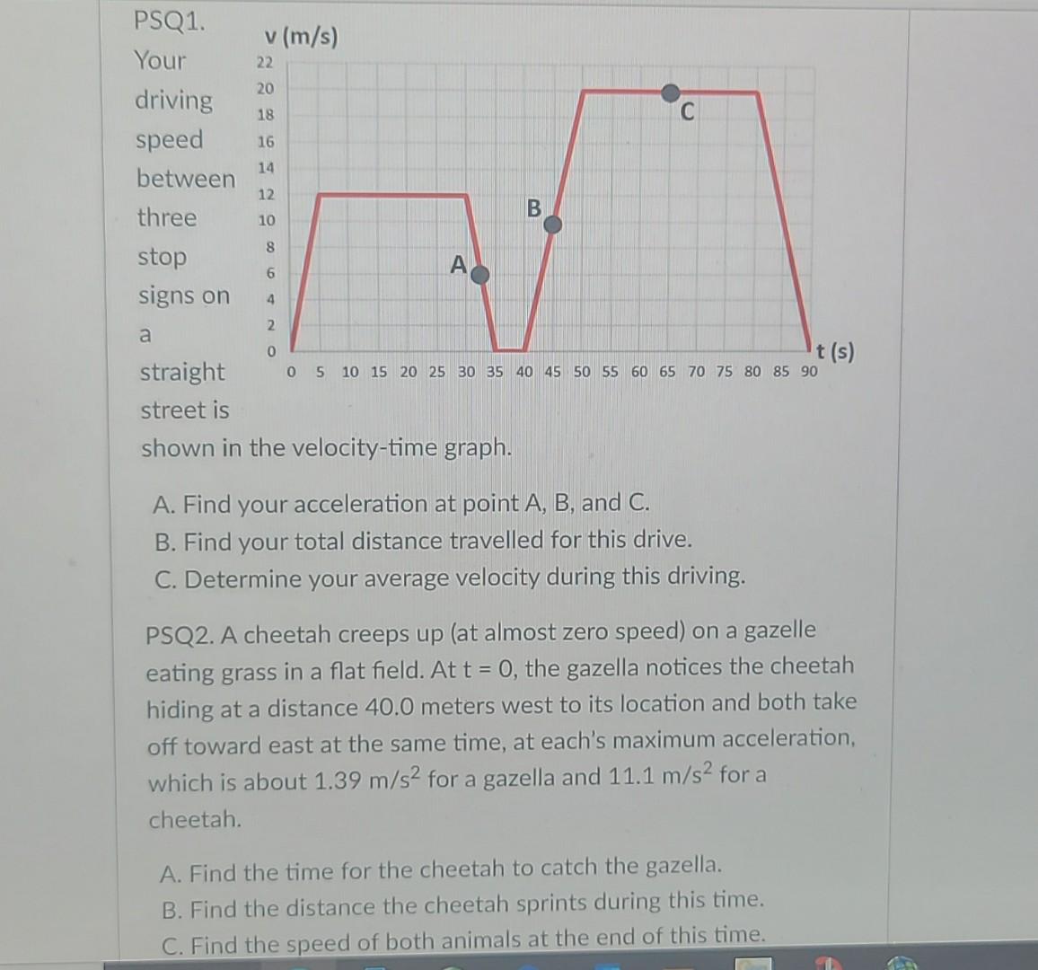 Solved shown in the velocity-time graph. A. Find your | Chegg.com