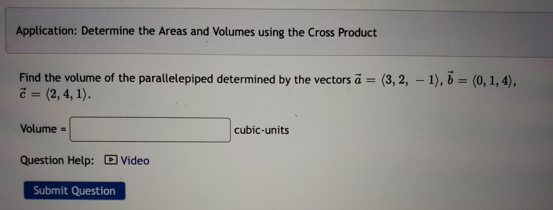 Solved Application: Determine the Areas and Volumes using | Chegg.com