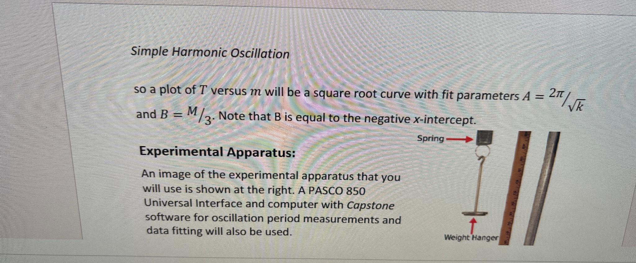 Solved Simple Harmonic Oscillation\\nso a plot of T versus m | Chegg.com