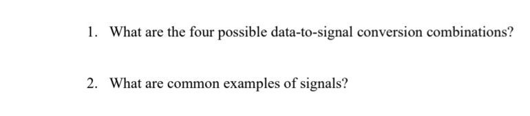 Solved What are the four possible data-to-signal conversion | Chegg.com