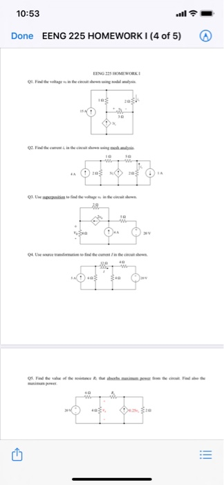 Solved 10:53 Done EENG 225 HOMEWORK I (4 of 5) © (>100 04. | Chegg.com