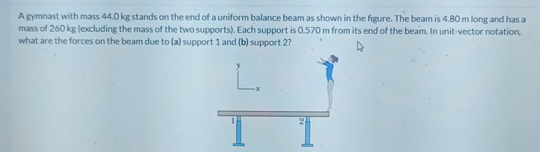 Solved A gymnast with mass 44.0 kg stands on the end of a | Chegg.com