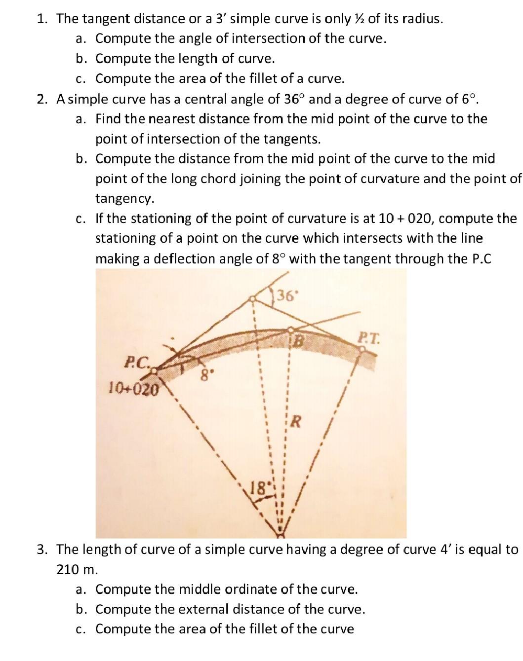 Solved 1 The Tangent Distance Or A 3 Simple Curve Is Only Chegg