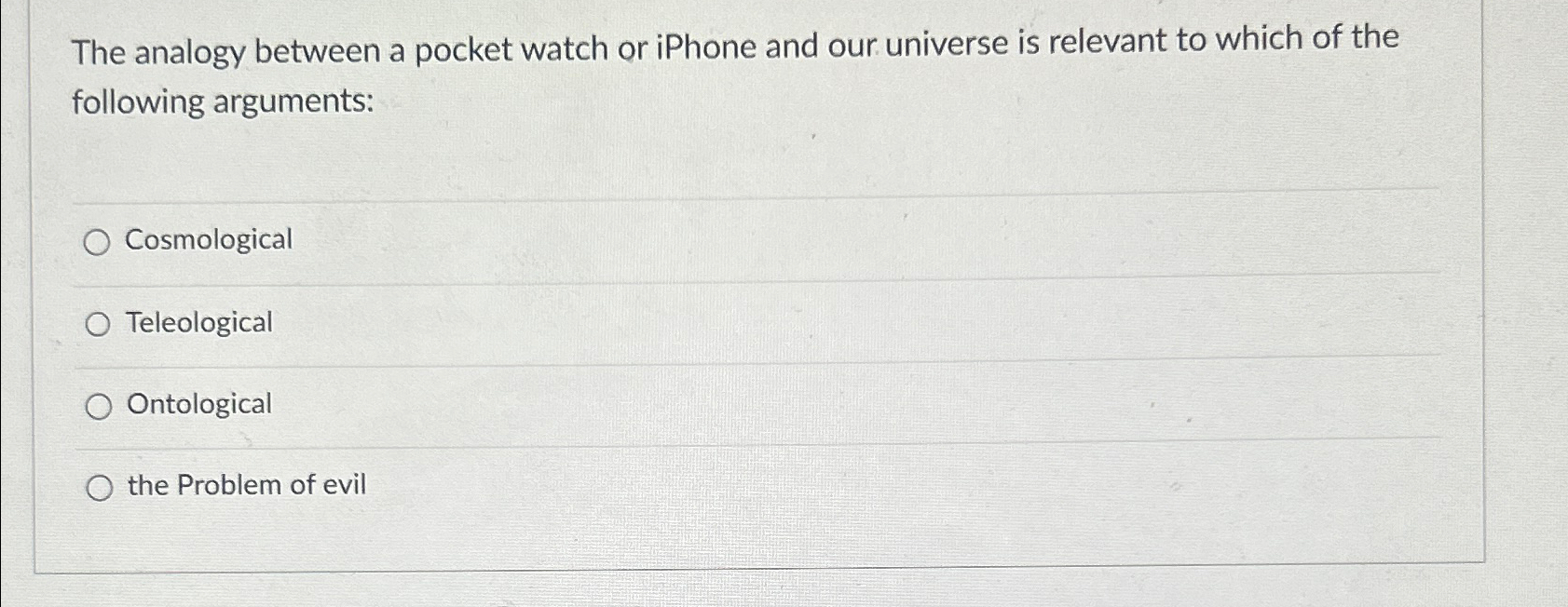 Solved The analogy between a pocket watch or iPhone and our | Chegg.com