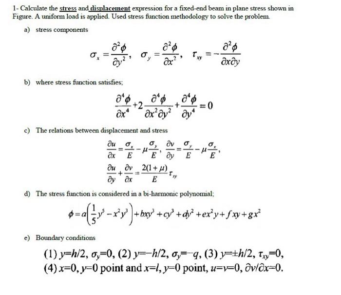 1- Calculate the stress and displacement expression | Chegg.com