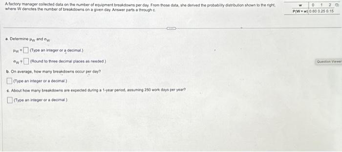 Solved A factory manager collected data on the number of | Chegg.com