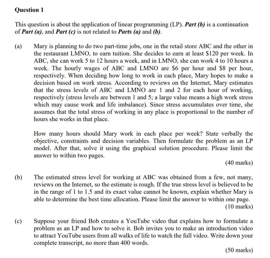 Solved is question is about the application of linear | Chegg.com