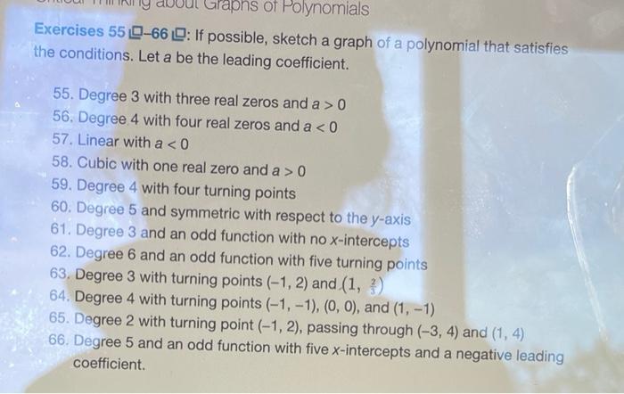 Solved aphs of Polynomials Exercises 550-66: If possible, | Chegg.com