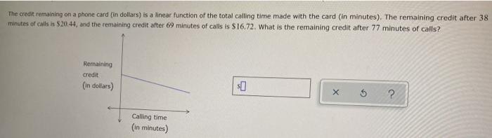 Solved The credit remaining on a phone card (in dollars) is | Chegg.com