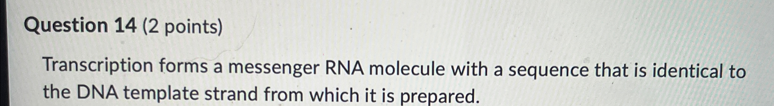 Solved Question 14 (2 ﻿points)Transcription forms a | Chegg.com