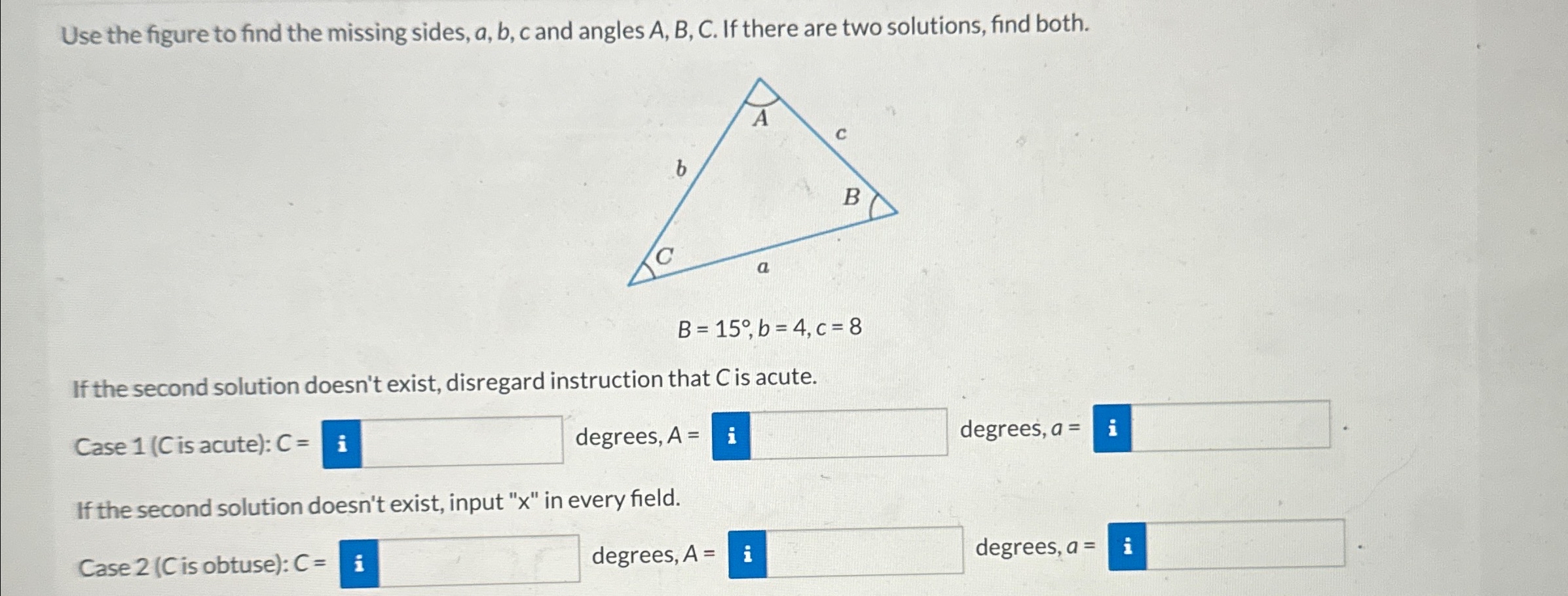 Solved Use the figure to find the missing sides, a,b,c ﻿and | Chegg.com