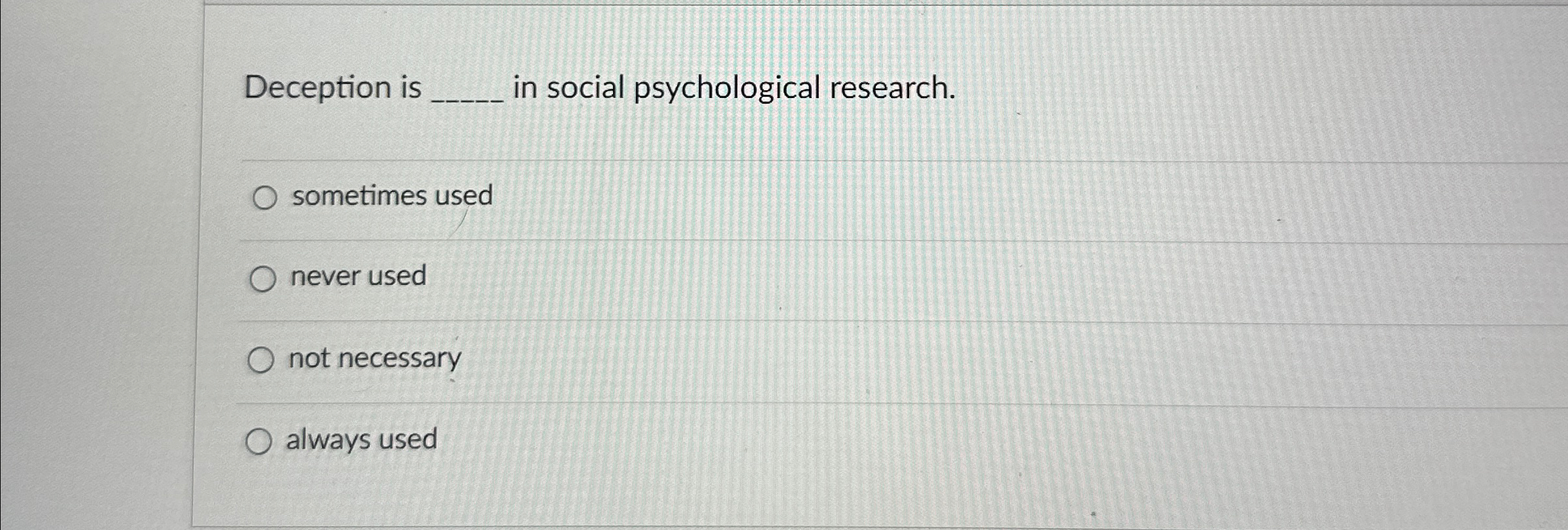 Solved Deception is ﻿in social psychological | Chegg.com