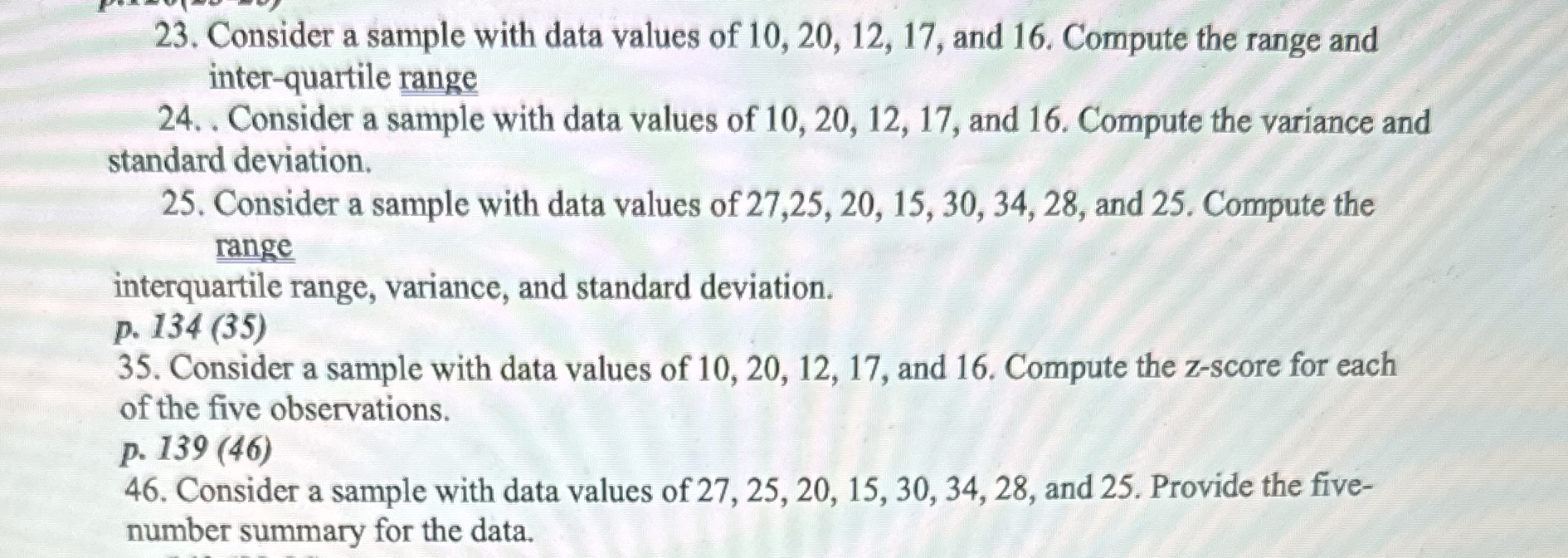 Solved Consider a sample with data values of 10,20,12,17, | Chegg.com
