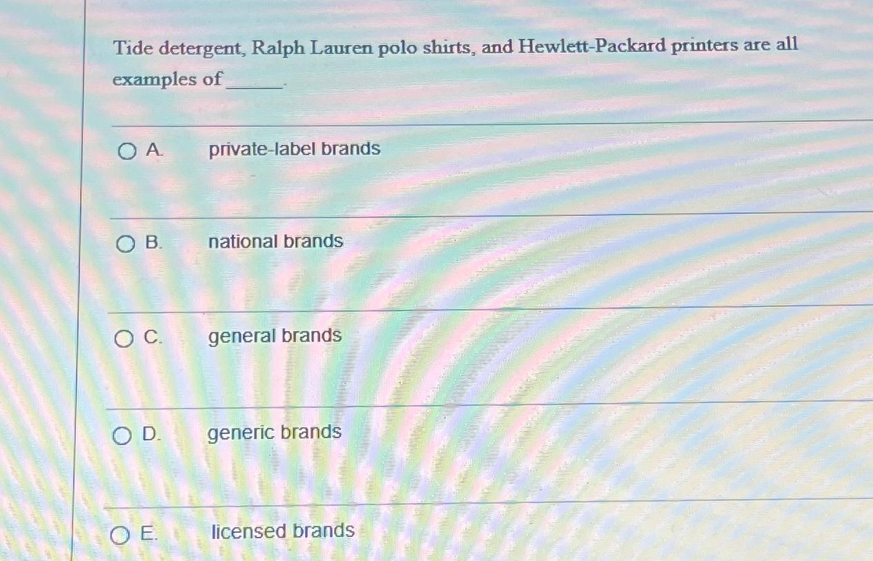 Solved Tide detergent, Ralph Lauren polo shirts, and | Chegg.com