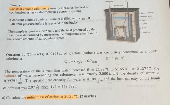 Solved Theory Constant volume calorimetry usually measures | Chegg.com