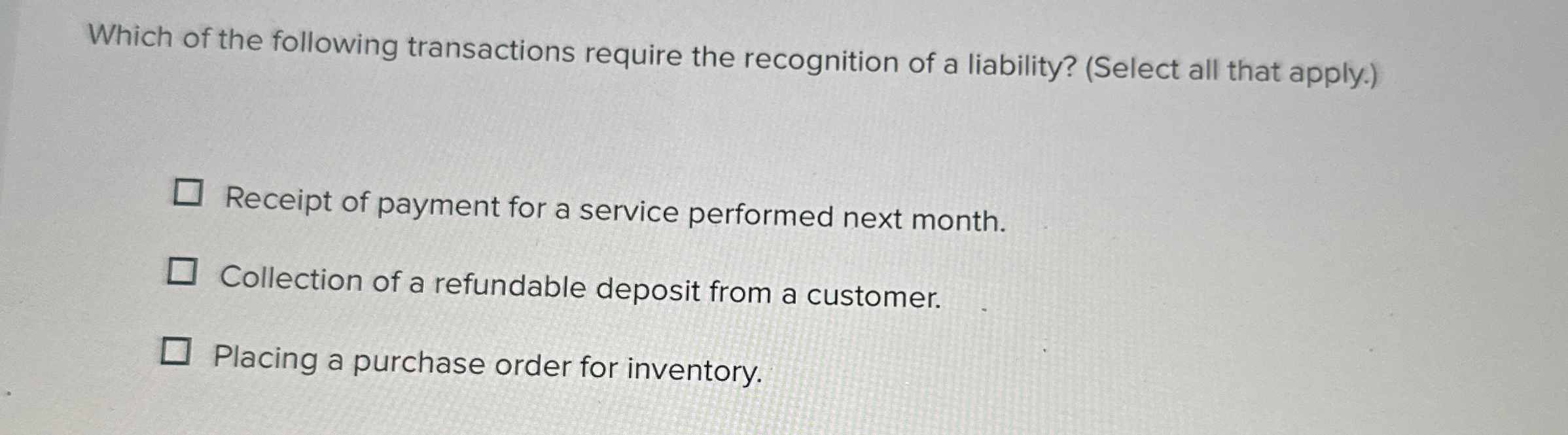 Solved Which of the following transactions require the | Chegg.com