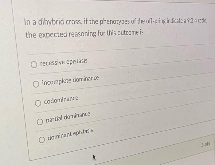 Solved In a dihybrid cross, if the phenotypes of the | Chegg.com