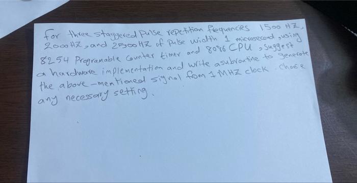 Solved for three staggered pulse repetition flequencies | Chegg.com