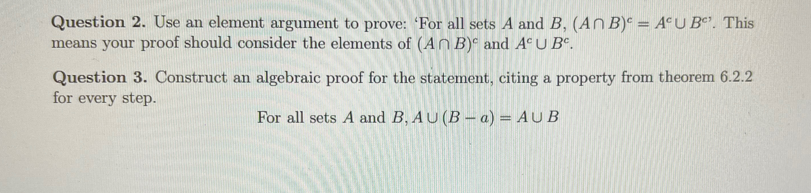 Question 2. ﻿Use an element argument to prove: 'For | Chegg.com