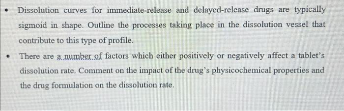 Dissolution curves for immediate-release and | Chegg.com