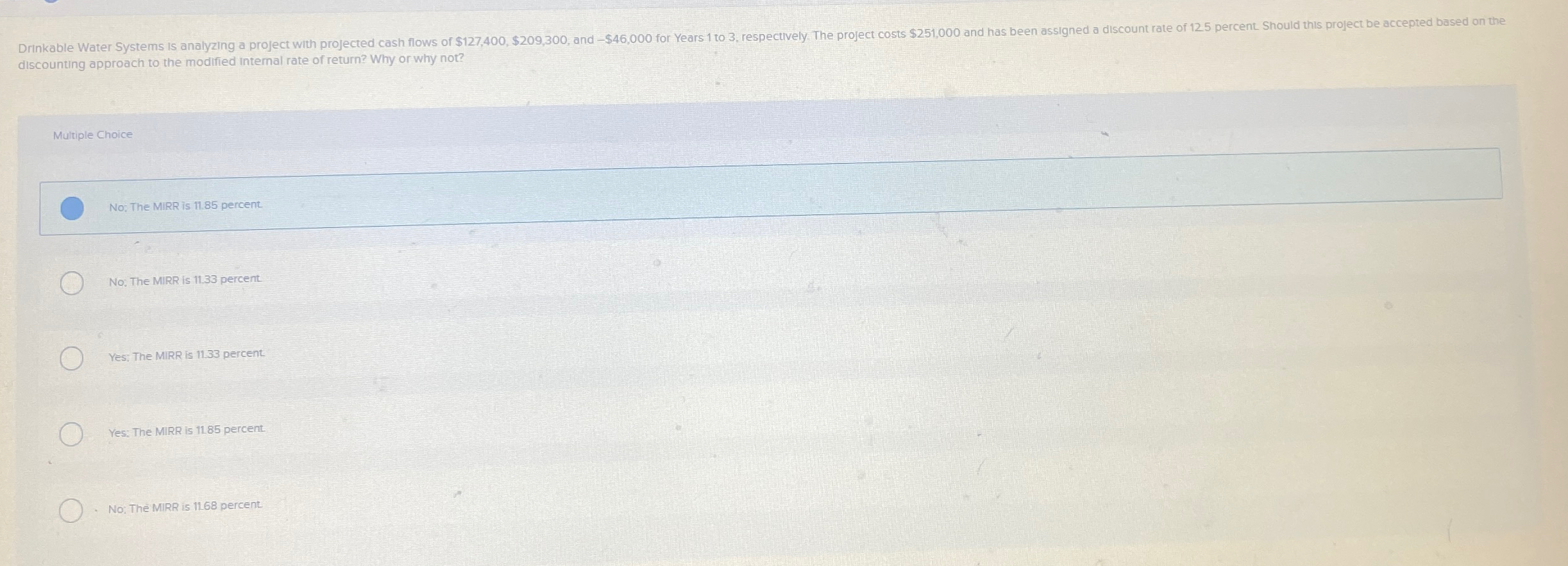 Solved Discounting Approach To The Modified Internal Rate Of