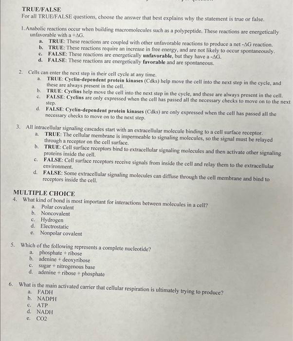 Solved True False For All True False Questions Choose The