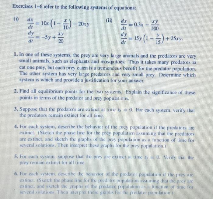 Solved Exercises 1-6 refer to the following systems of | Chegg.com