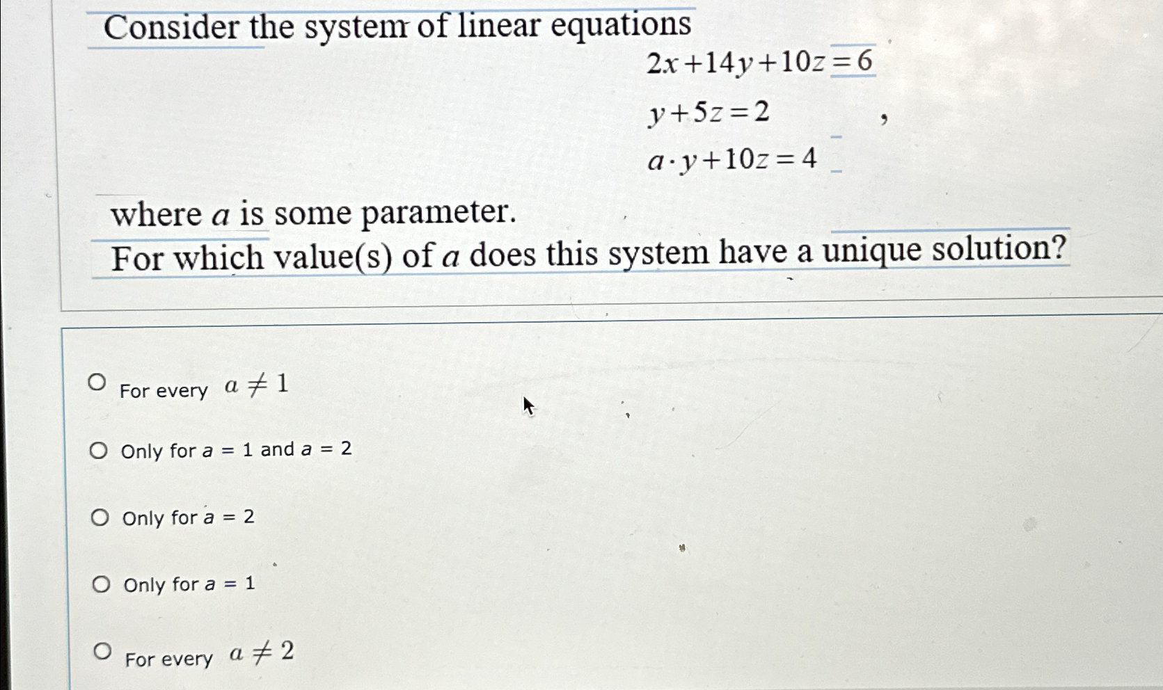 Solved Consider the system of linear | Chegg.com
