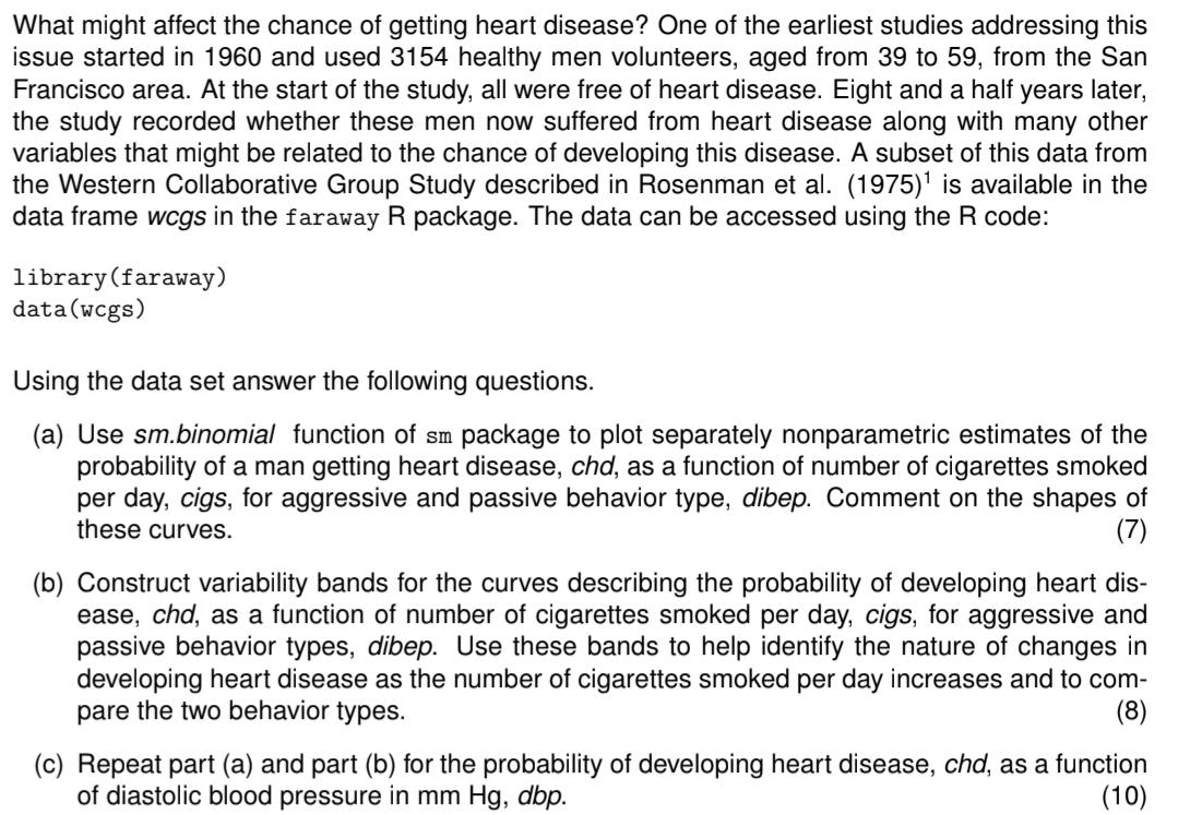 Solved What might affect the chance of getting heart | Chegg.com