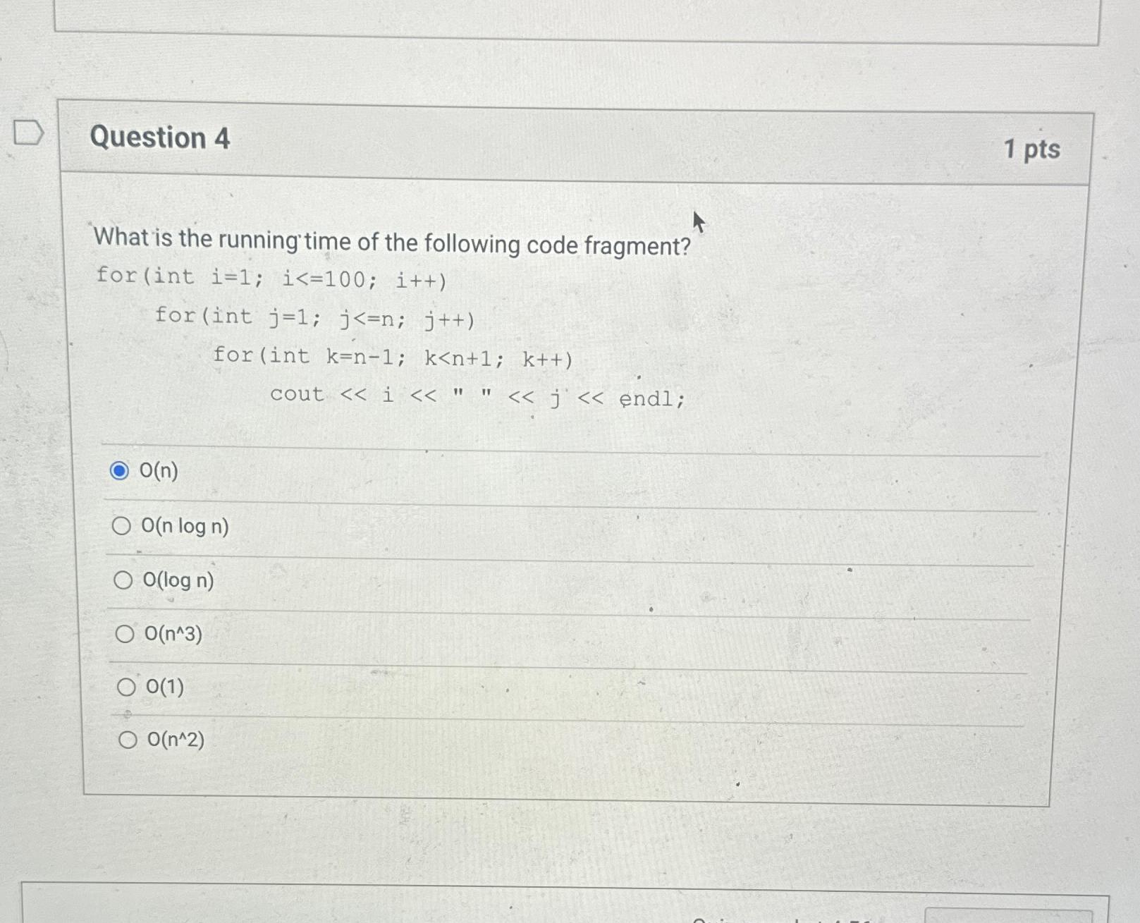 Solved Question 41 ﻿ptsWhat is the running time of the | Chegg.com
