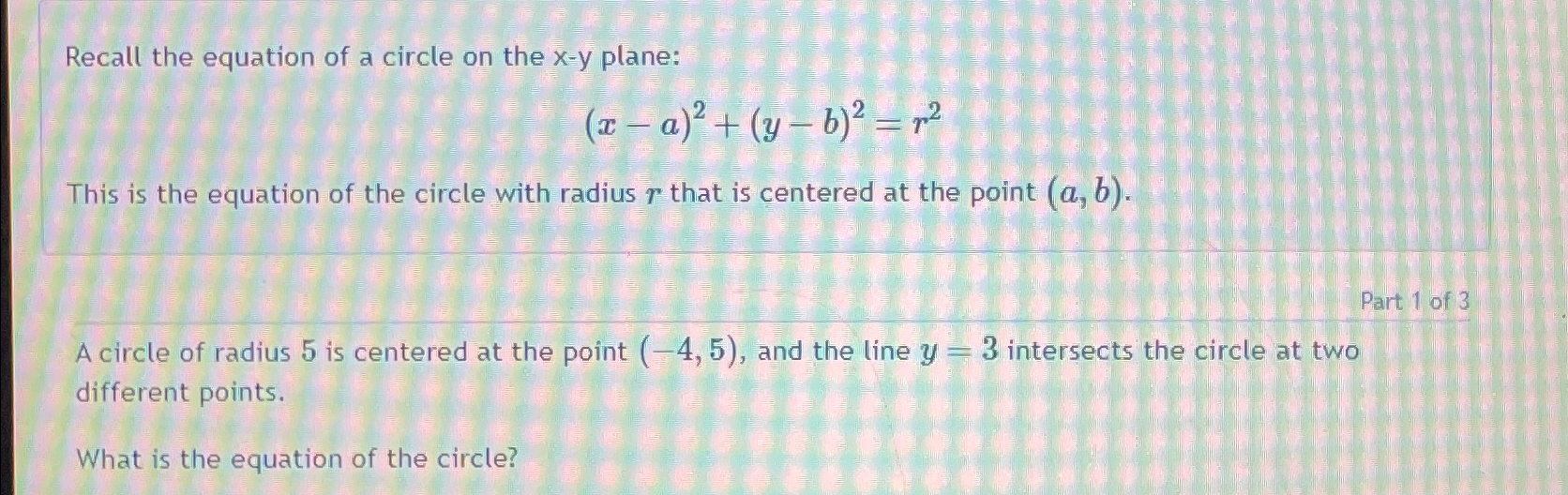 Solved Recall the equation of a circle on the x-y | Chegg.com