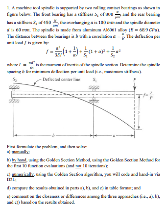 Solved A machine tool spindle is supported by two rolling | Chegg.com