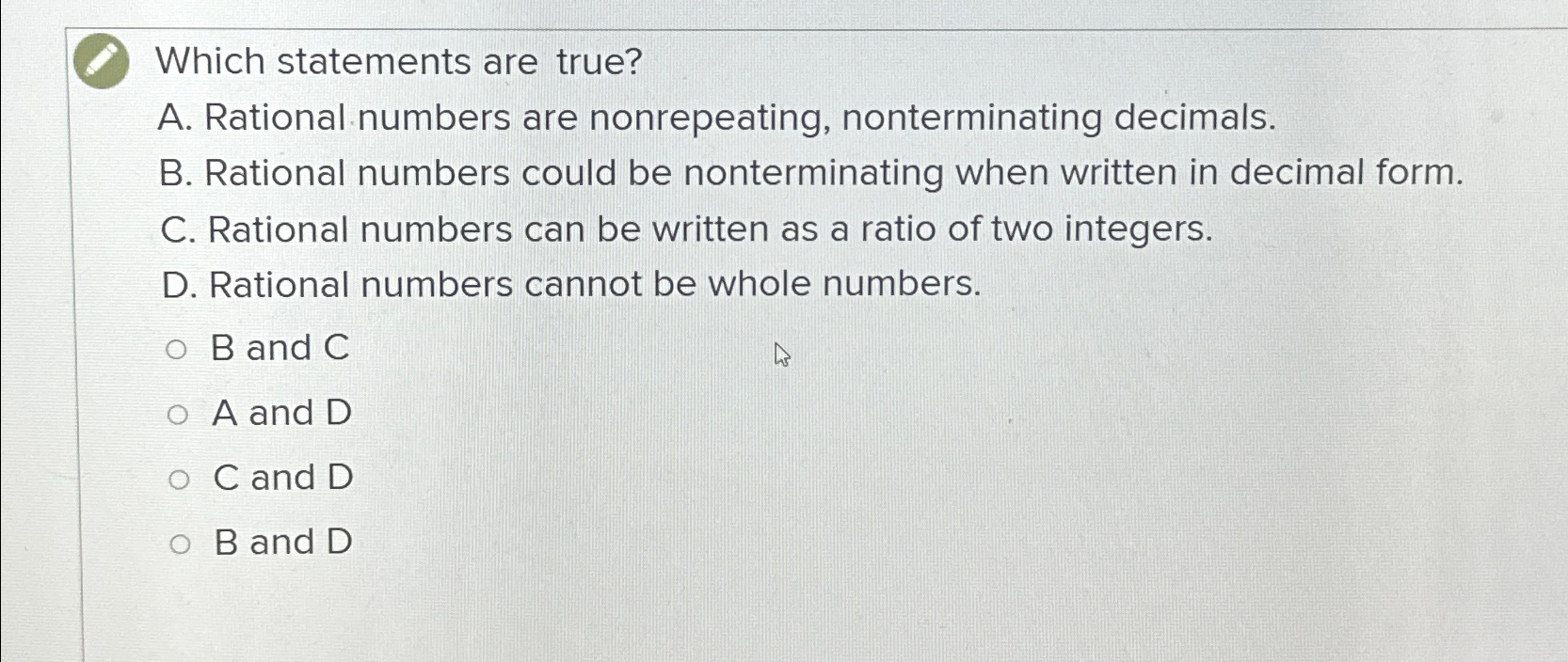 Solved Which statements are true?A. ﻿Rational numbers are | Chegg.com