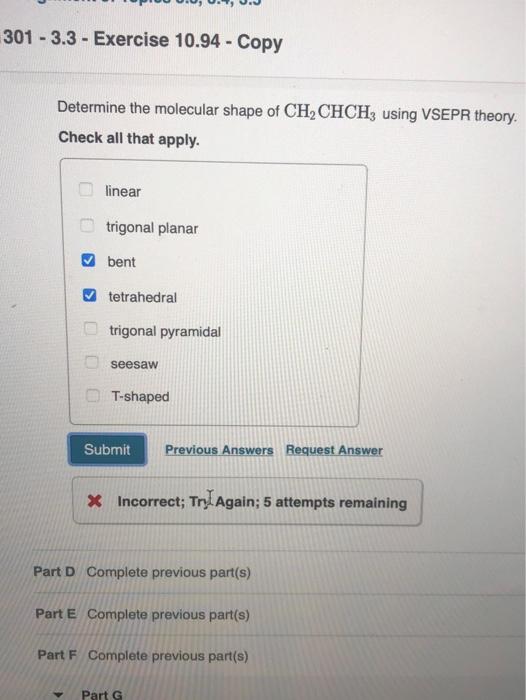 Solved 301 - 3.3 - Exercise 10.94 - Copy Determine the | Chegg.com