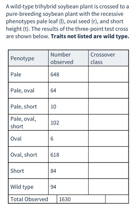 Solved A wild-type trihybrid soybean plant is crossed to a | Chegg.com