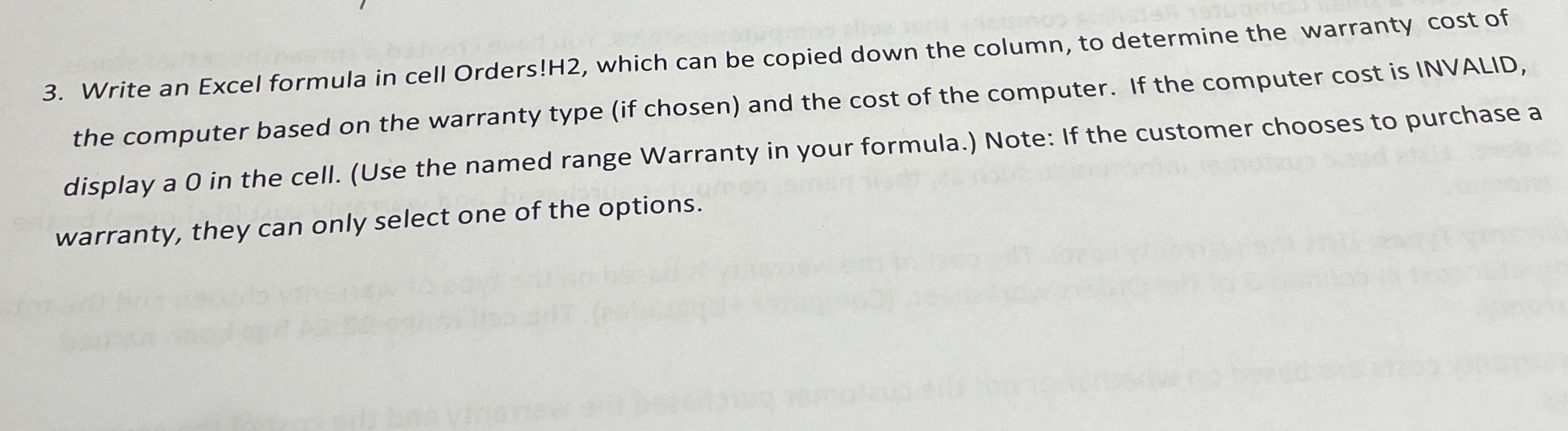 Solved Write an Excel formula in cell Orders! H 2 , ﻿which | Chegg.com