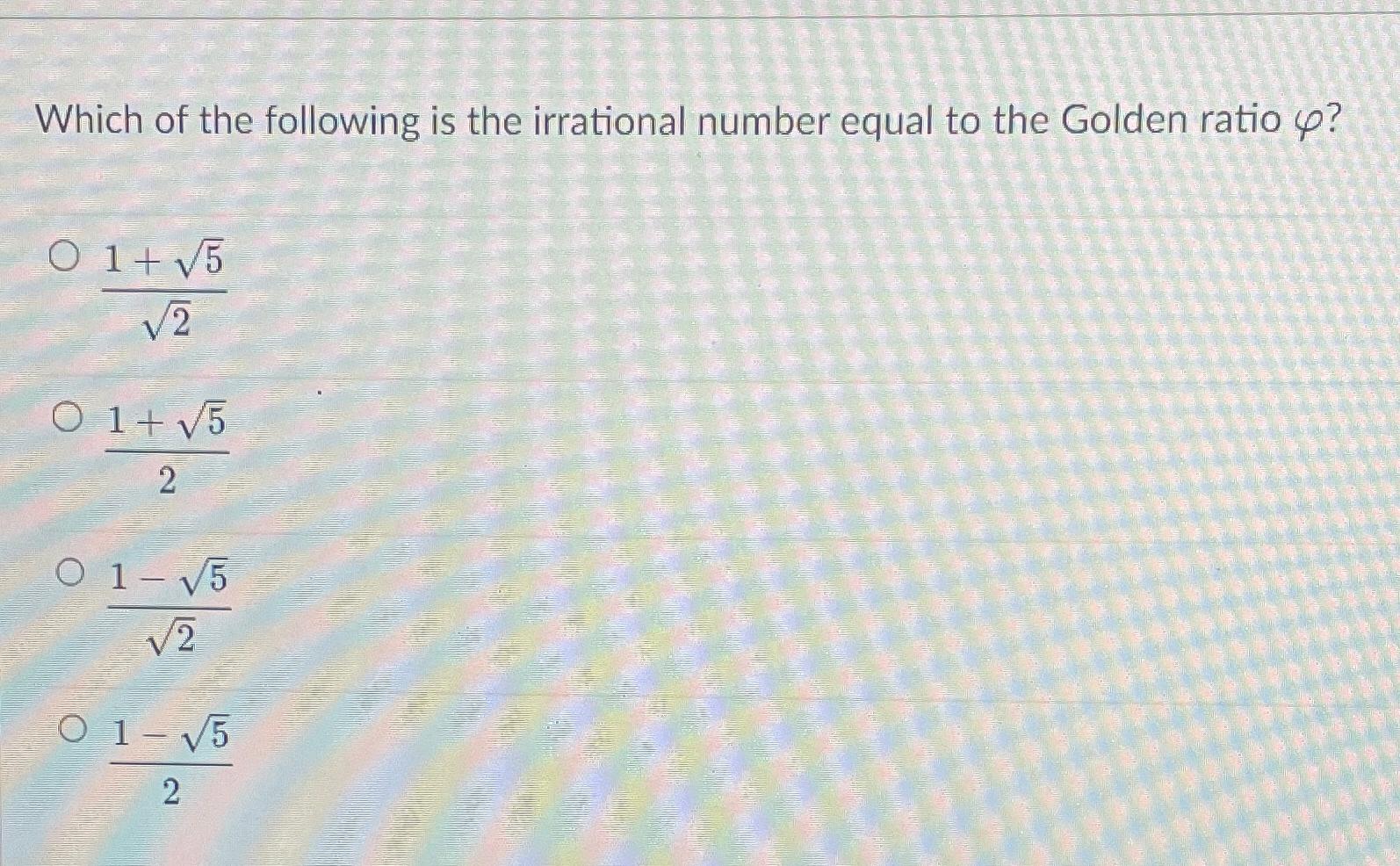 Solved Which of the following is the irrational number equal | Chegg.com