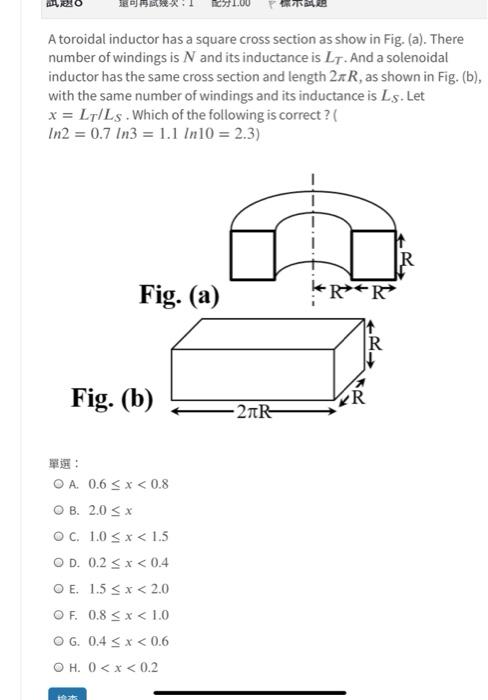 Solved Bro A Toroidal Inductor Has A Square Cross Section As