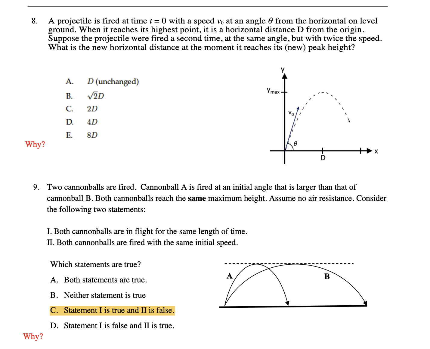 Solved A projectile is fired at time t=0 ﻿with a speed v0 | Chegg.com