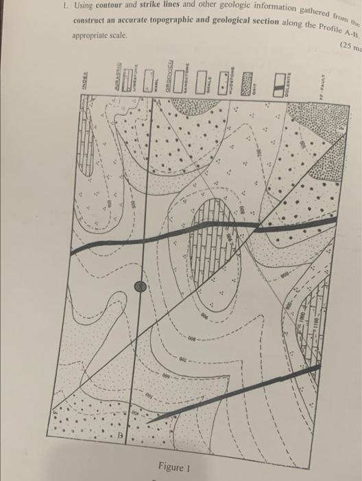 Solved 1. Using contour and strike lines and other geologic | Chegg.com