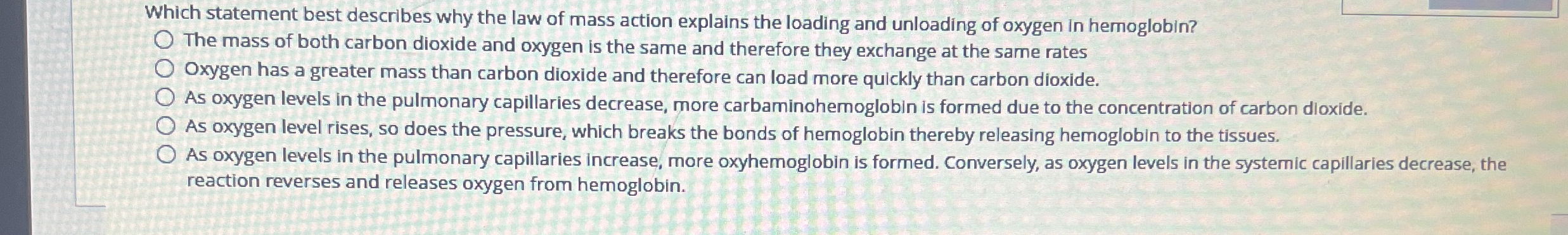 Solved Which statement best describes why the law of mass | Chegg.com
