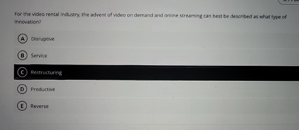 Solved For the video rental industry, the advent of video on | Chegg.com