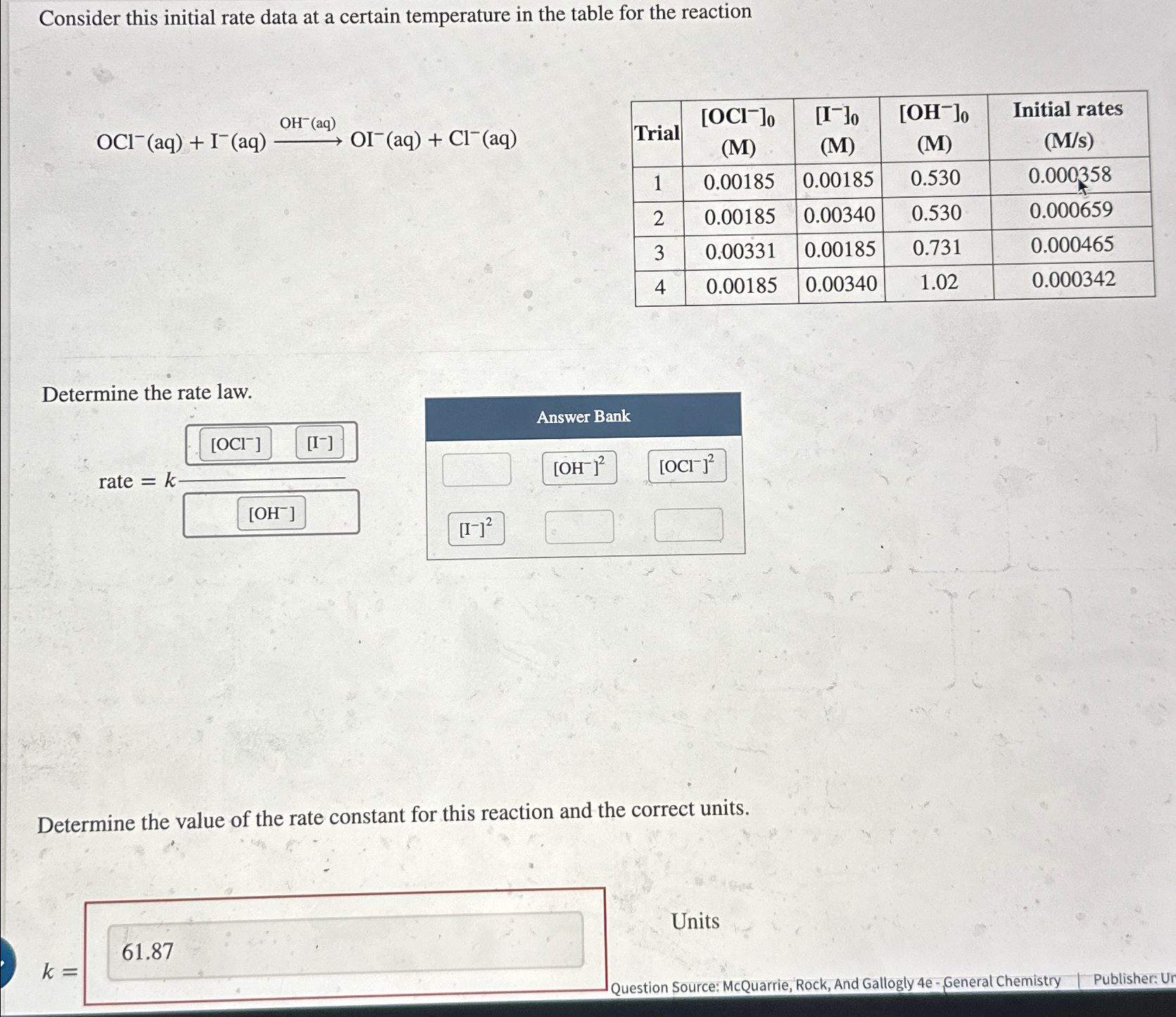 Solved Consider this initial rate data at a certain | Chegg.com Solved Consider this initial rate data at a certain | Chegg.com