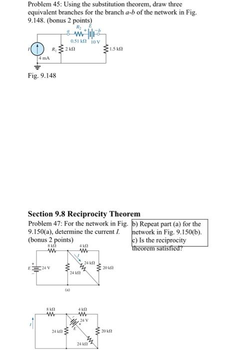 Solved Problem 45: Using the substitution theorem, draw | Chegg.com