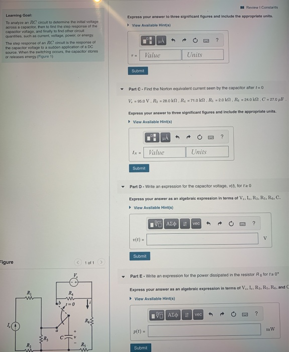 Solved Review Constants Part A . If the switch in the | Chegg.com